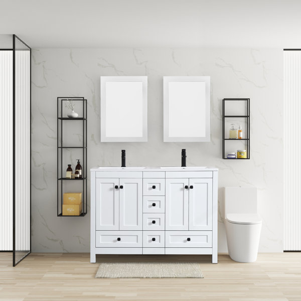 Lark Manor Wimer 48" Double Bathroom Vanity Base Only, Sink Top not Included, Assembly Required ...